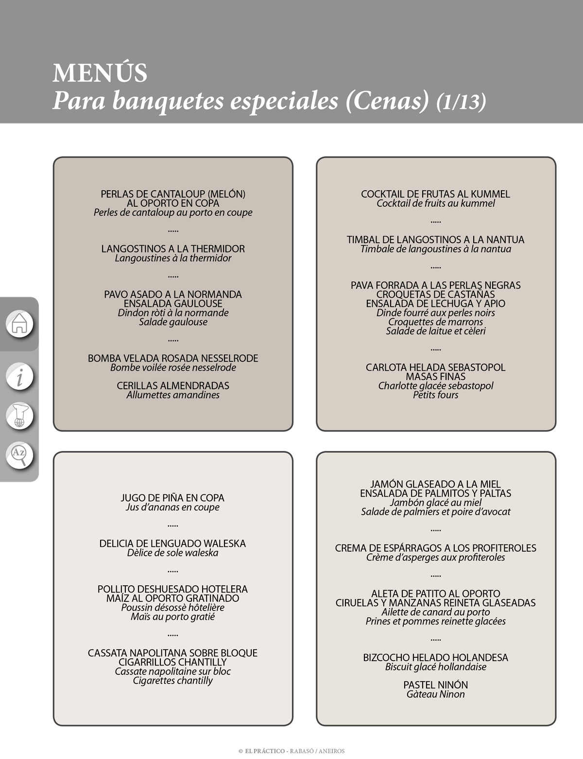Menús y Cartas – El Práctico – 6500 Recetas